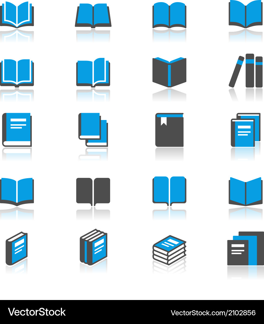 Book flat with reflection icons Royalty Free Vector Image