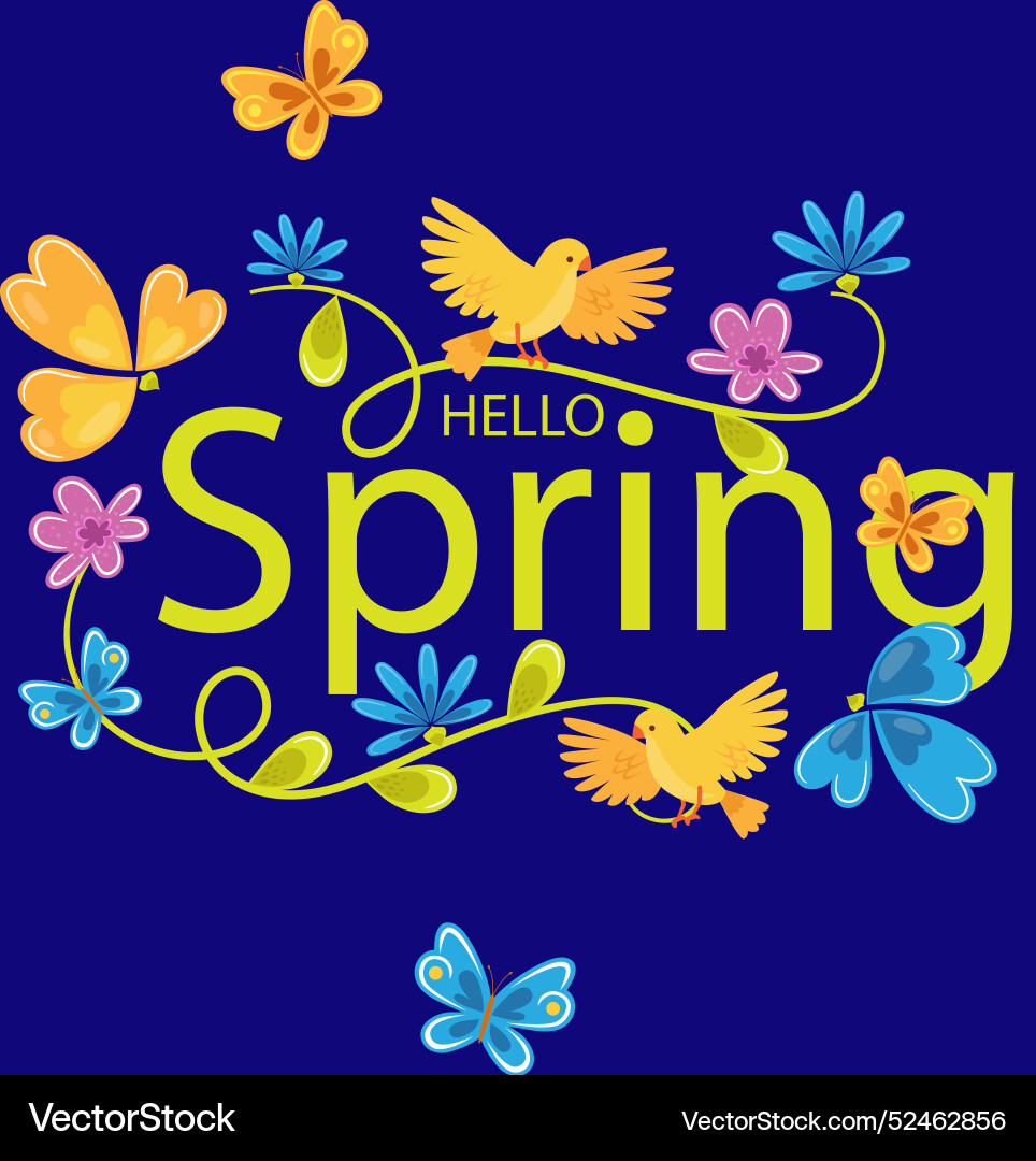 Hello spring design of lettering Royalty Free Vector Image