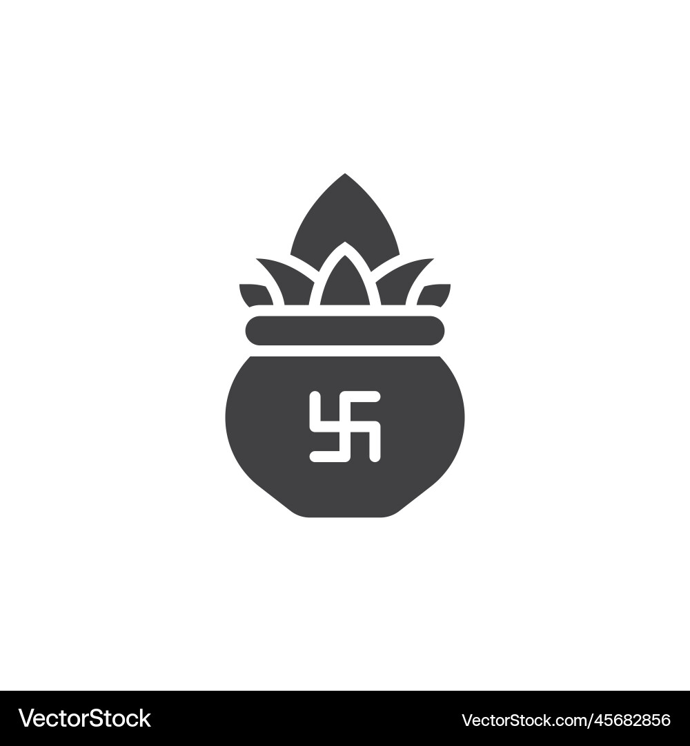 Kalash with coconut glyph icon linear style sign Vector Image