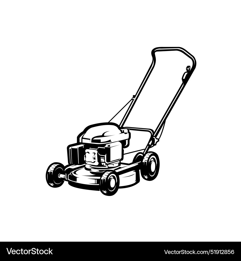 Lawn mower machine monochrome Royalty Free Vector Image