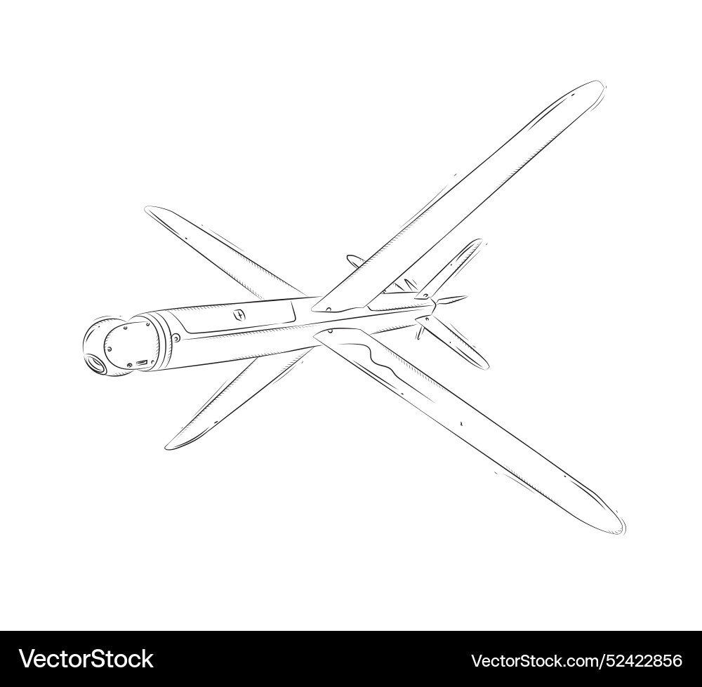 Military fpv drone with camera and wings Vector Image