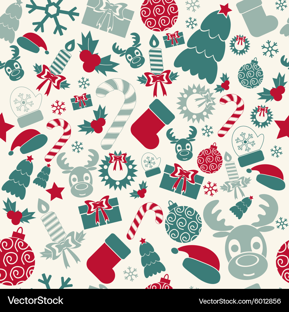 Retro Christmas Pattern Background Royalty Free Vector Image
