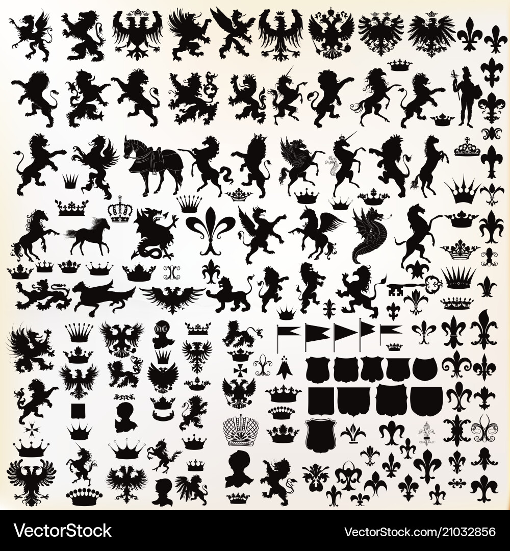 Set of vintage heraldic elements for design Vector Image