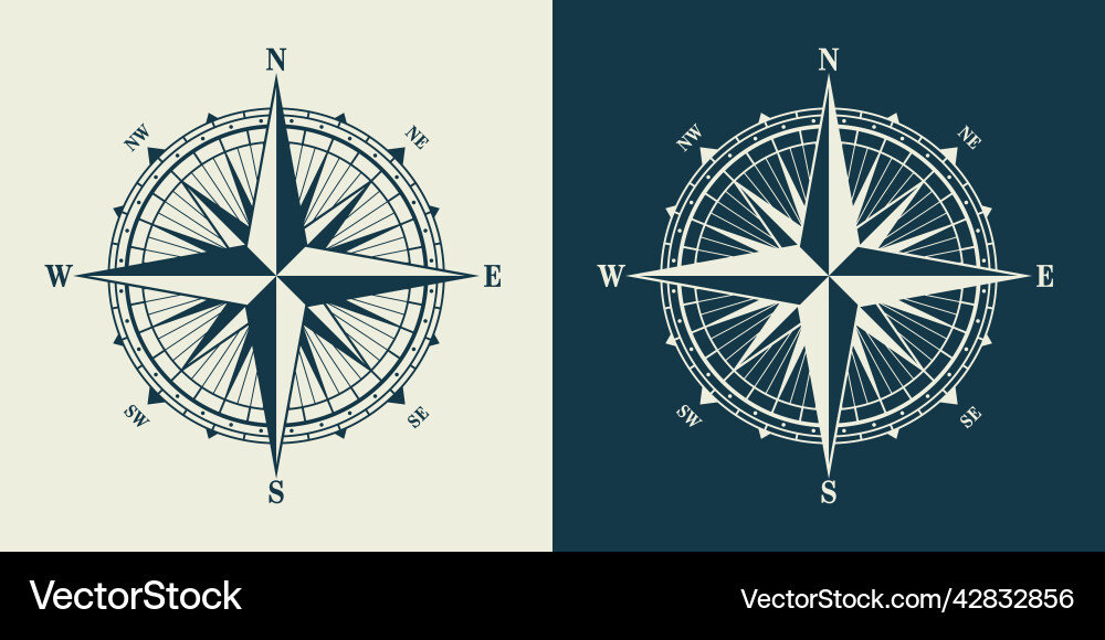 Vintage marine wind rose nautical chart Royalty Free Vector