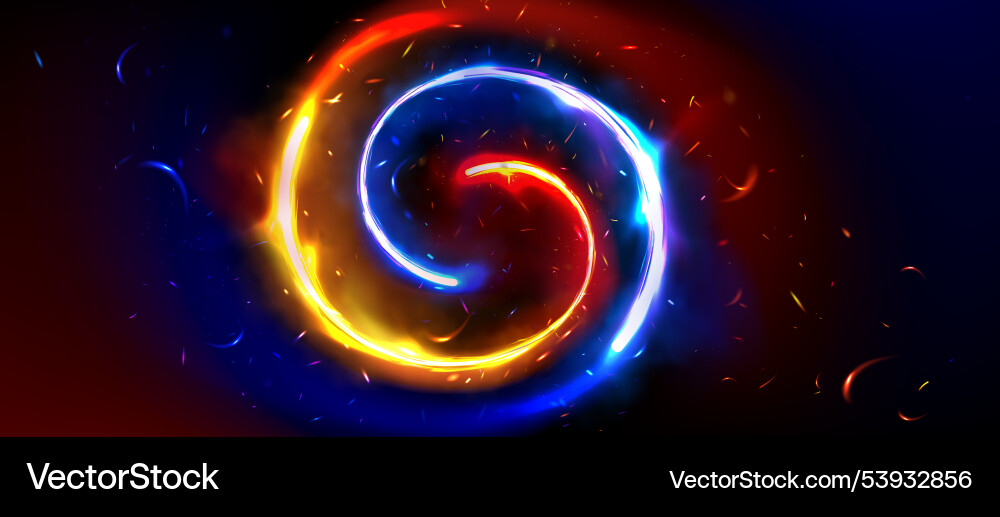 Yellow and blue fire swirl Royalty Free Vector Image