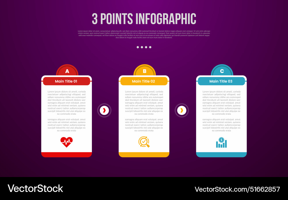 3 points or step process infographic with big Vector Image