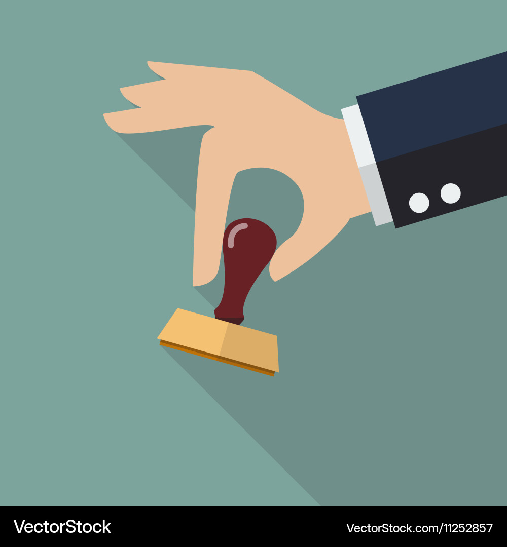 Business hand holding stamp Royalty Free Vector Image