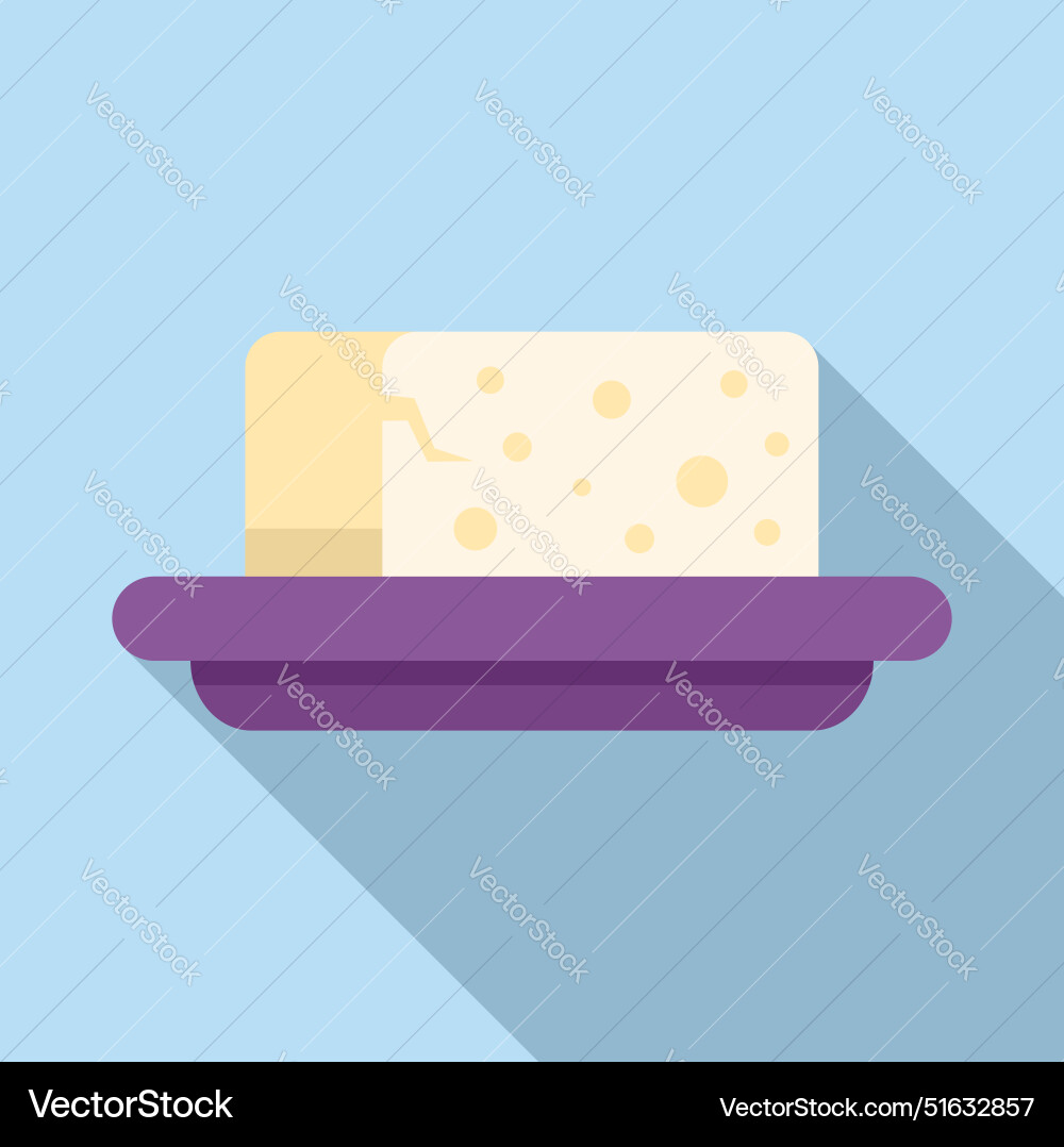Butter dish icon with long shadow flat style Vector Image