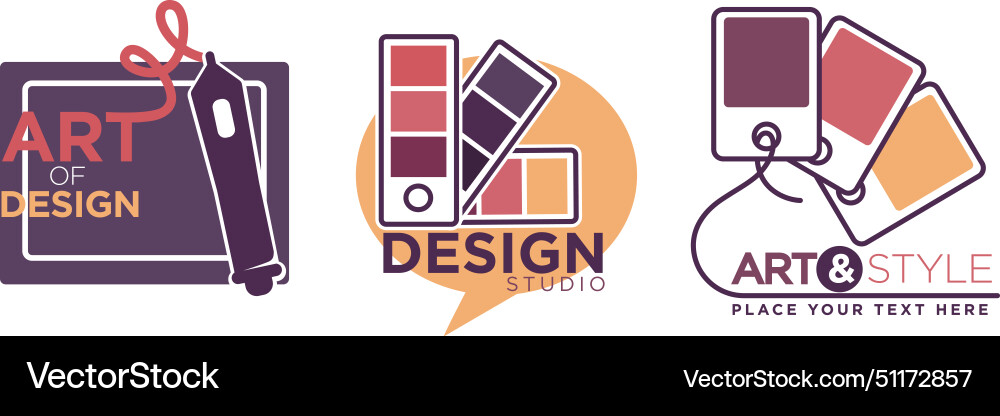 Creative design studio logo set Royalty Free Vector Image
