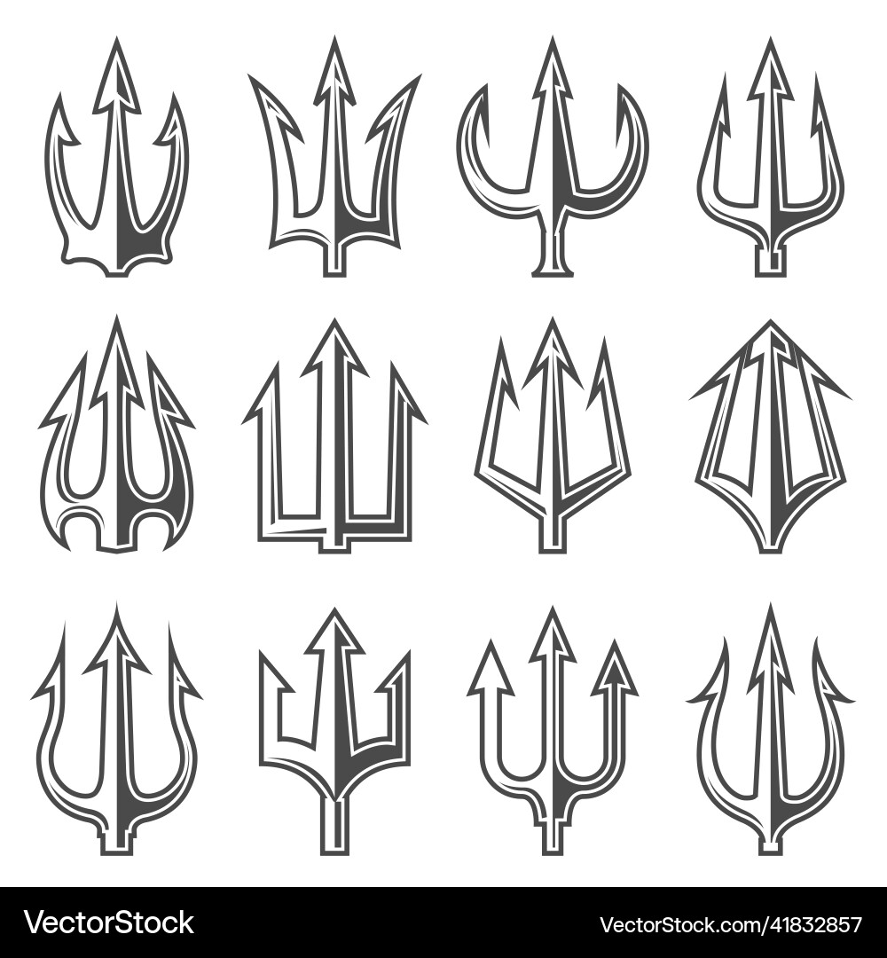 Devil tridents collection satan staff trident Vector Image