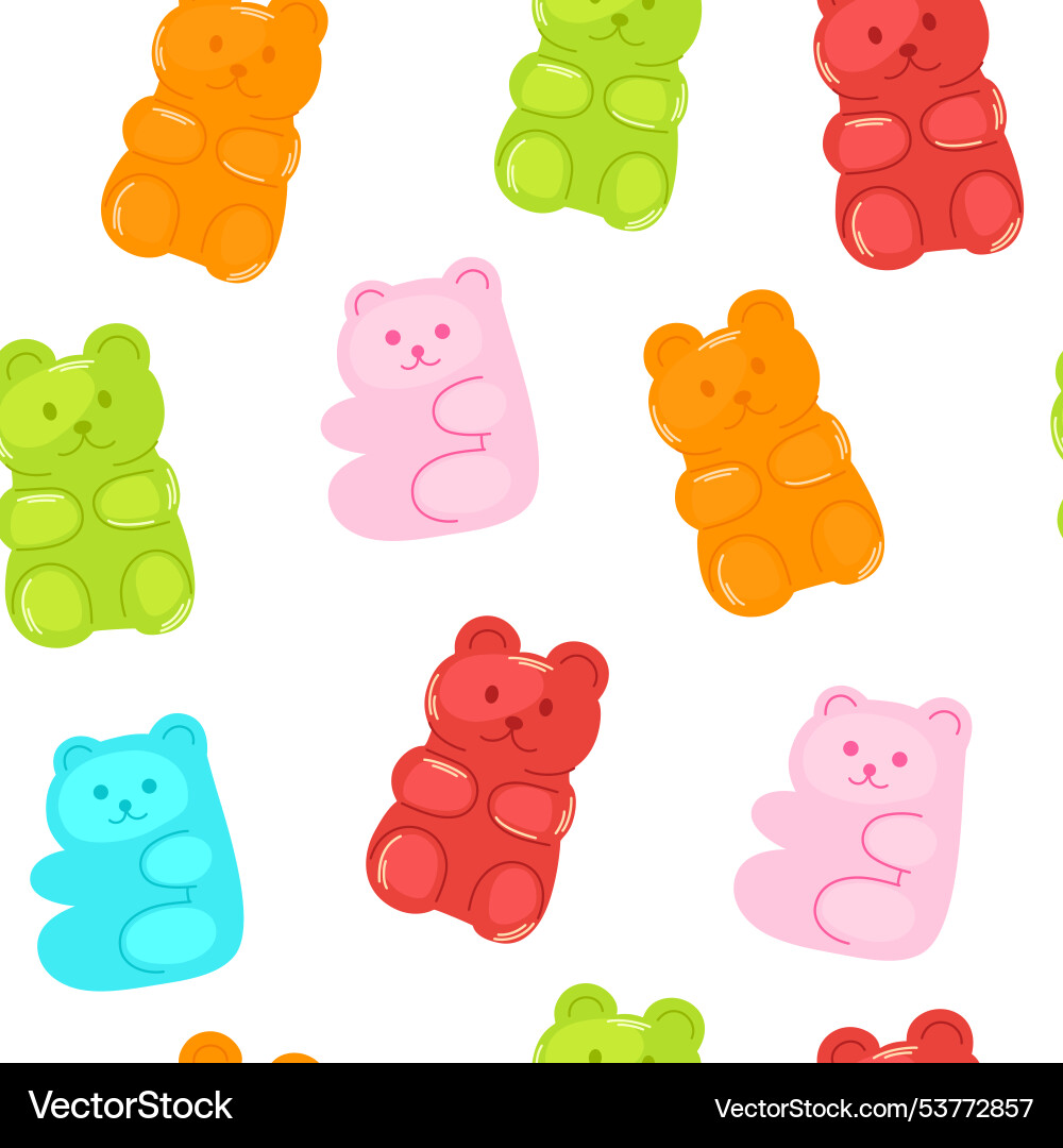 Gummy jelly bears seamless pattern cute gum cand Vector Image