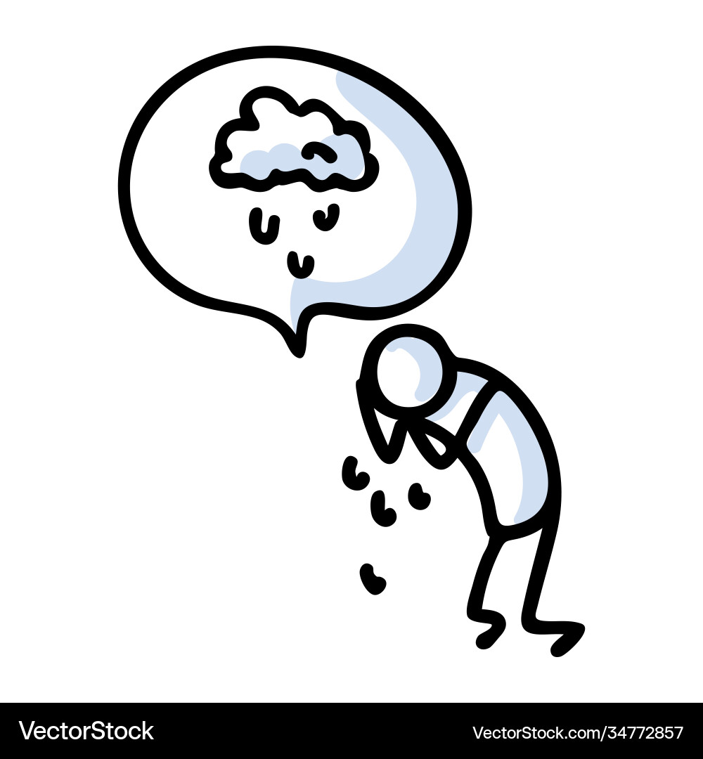 Hand drawn stickman sad crying concept with speech