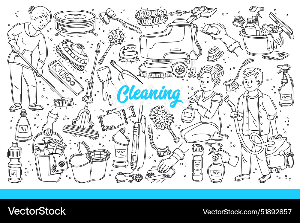Process of cleaning apartment from housewives Vector Image