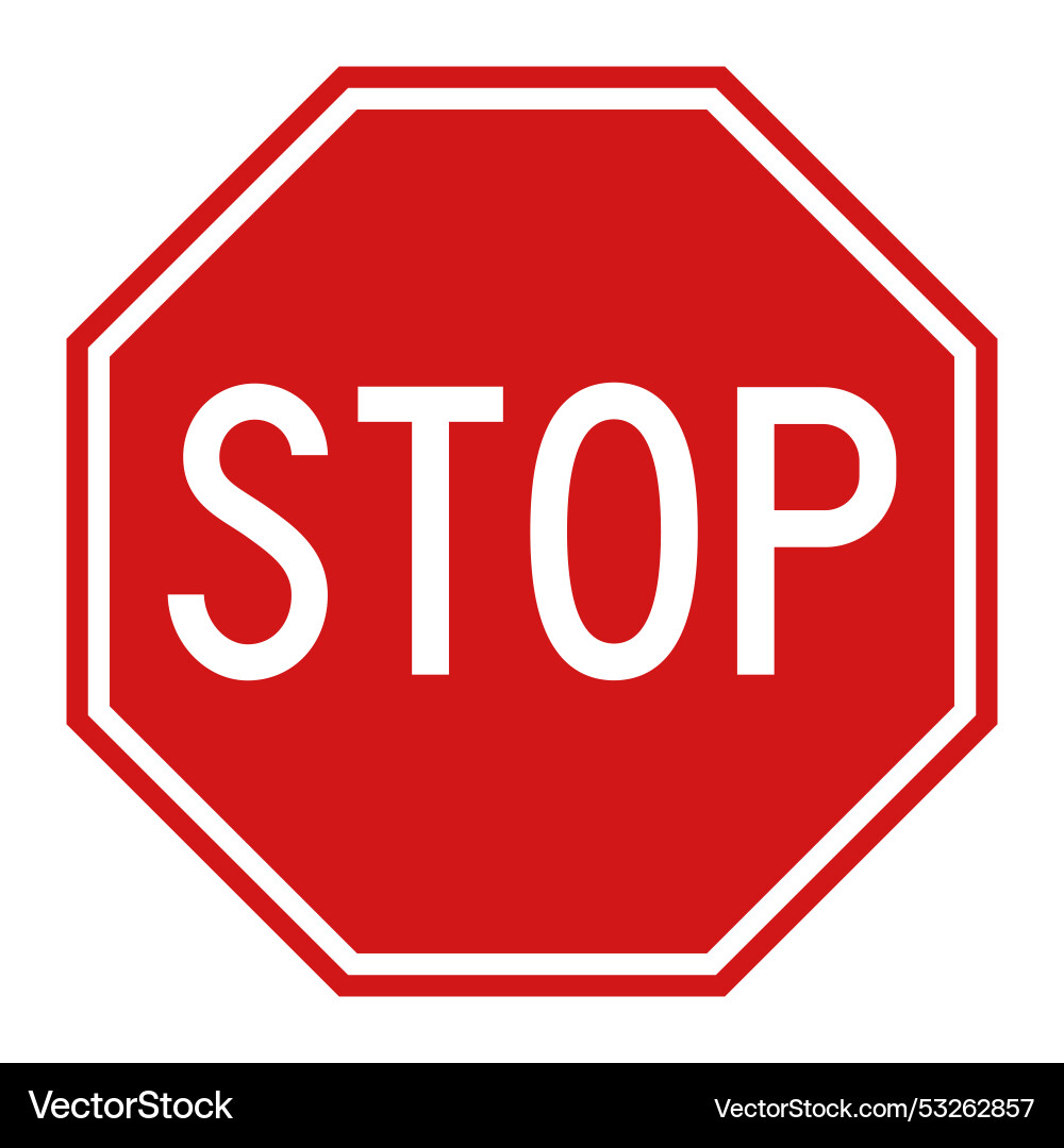 Stop red road sign isolated on white background Vector Image