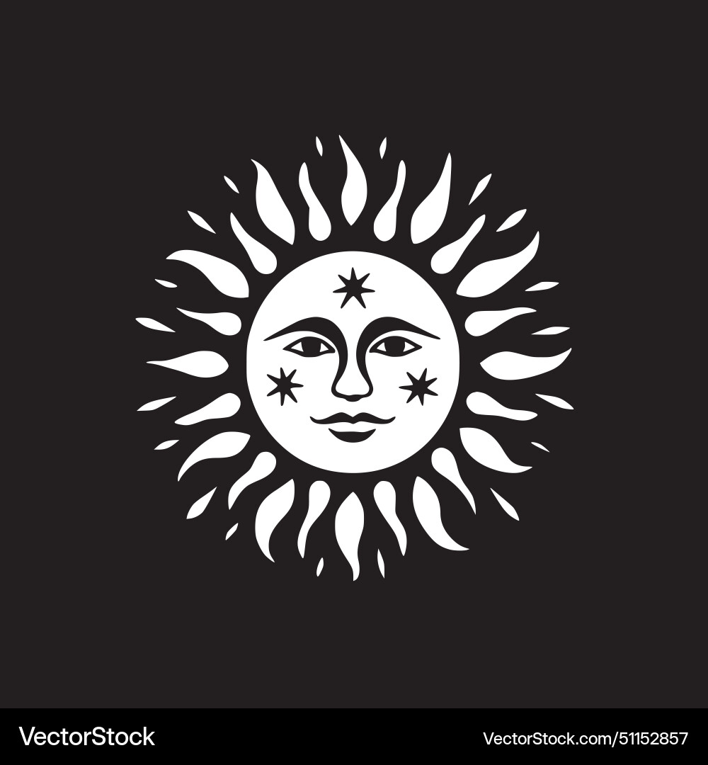 Sun - black and white Royalty Free Vector Image