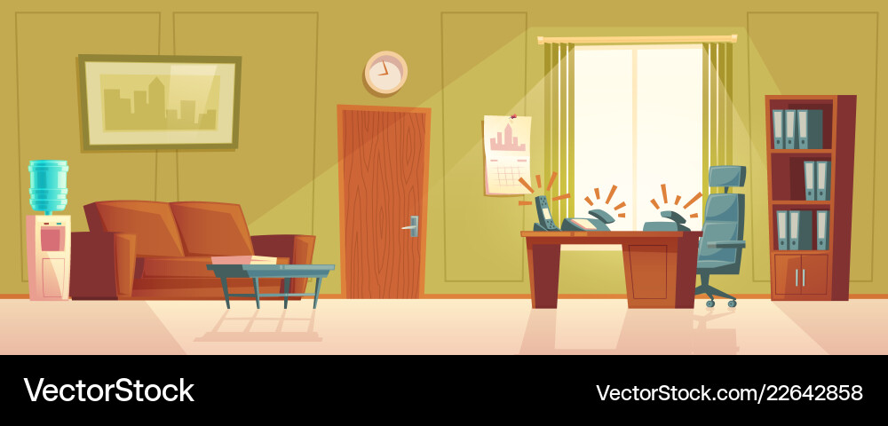 Cartoon empty office with ringing phone Royalty Free Vector