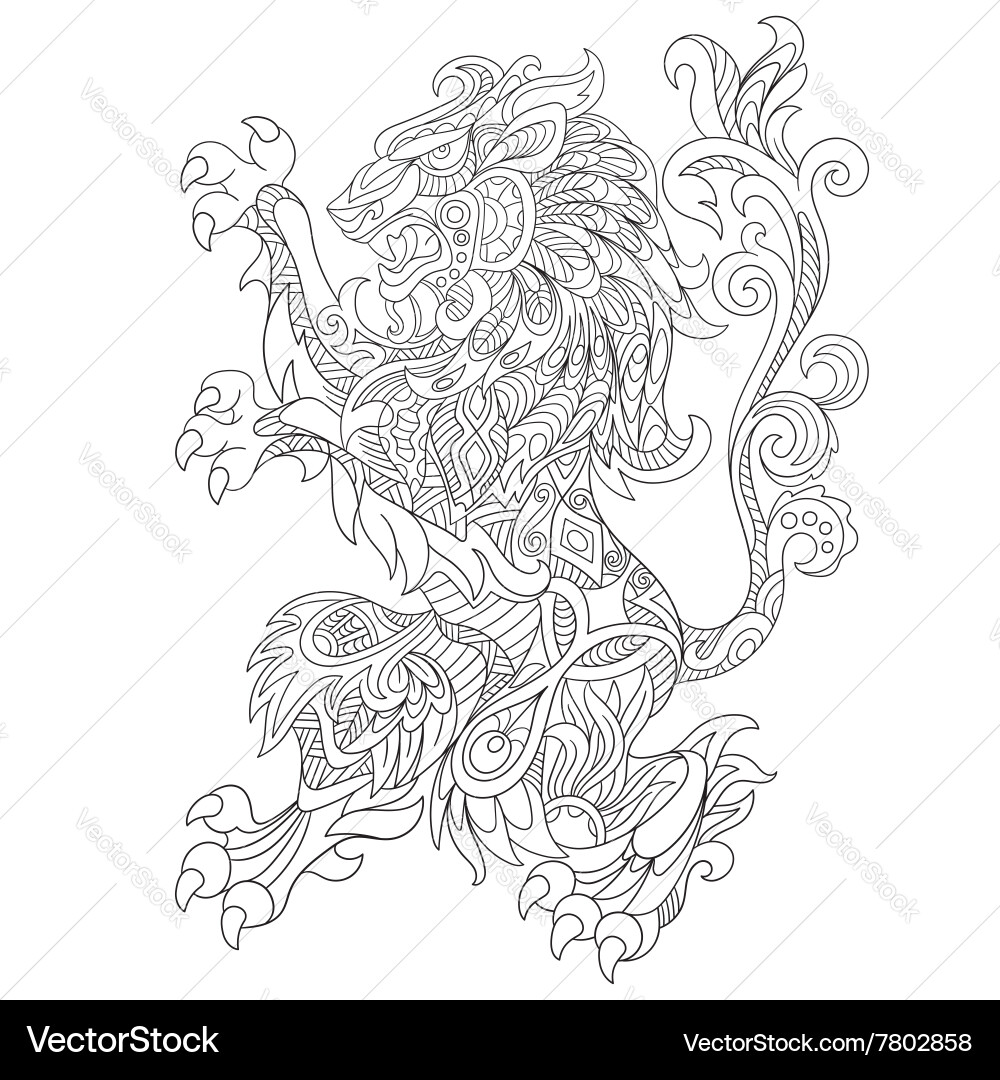 Entangle stylized cartoon lion Royalty Free Vector Image