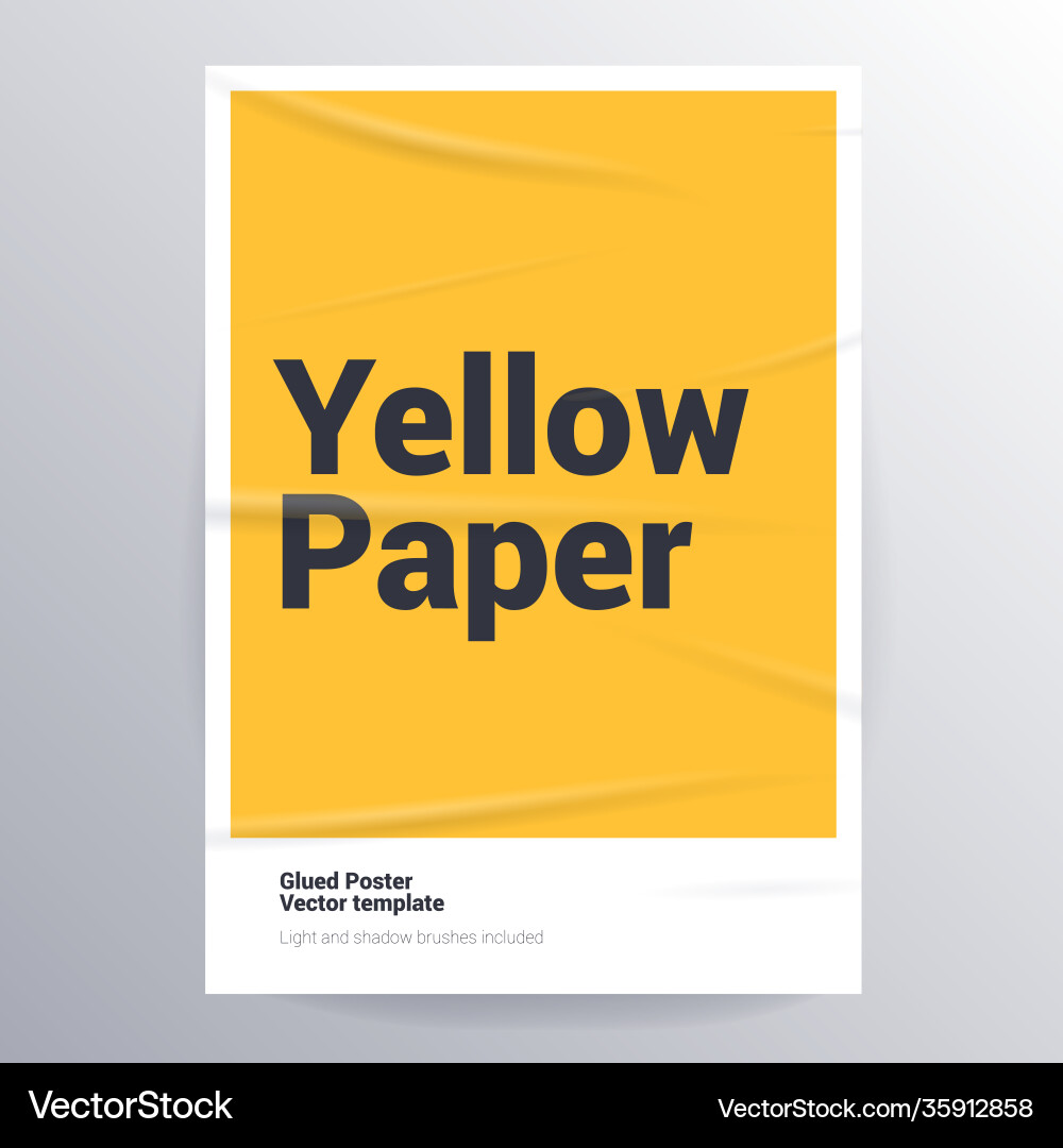 Glued paper yellow poster template Royalty Free Vector Image