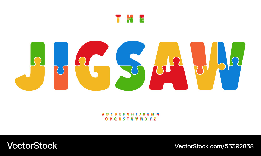 Jigsaw puzzle alphabet colorful playful letters Vector Image