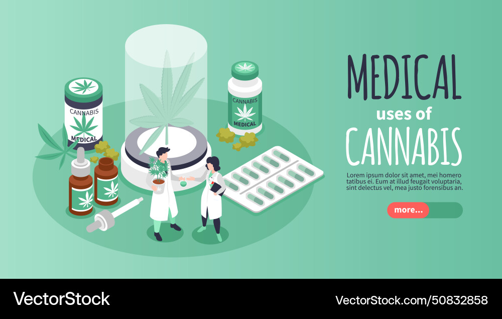 Medical cannabis horizontal banner Royalty Free Vector Image