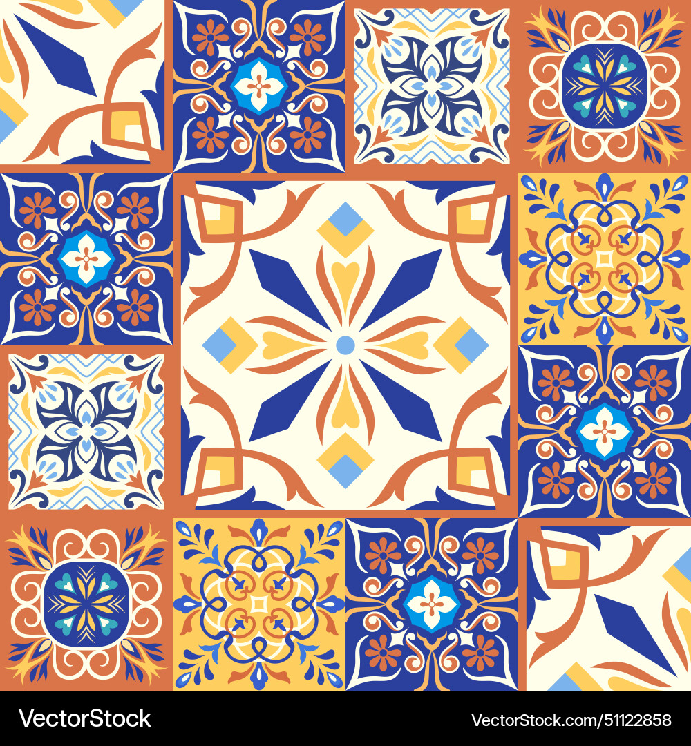 Mexican talavera ceramic tiles Royalty Free Vector Image