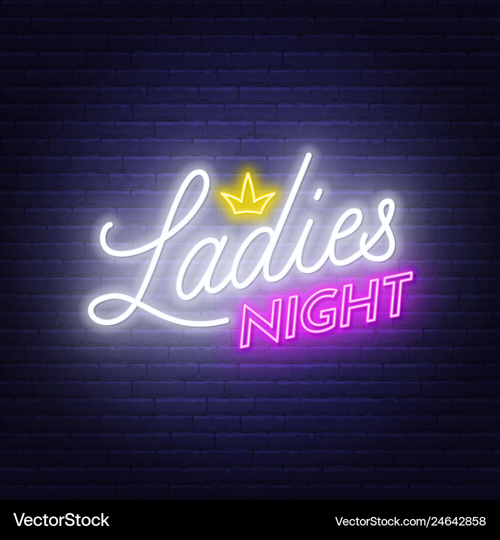 Neon Ladies Night Sign Royalty Free Vector Image