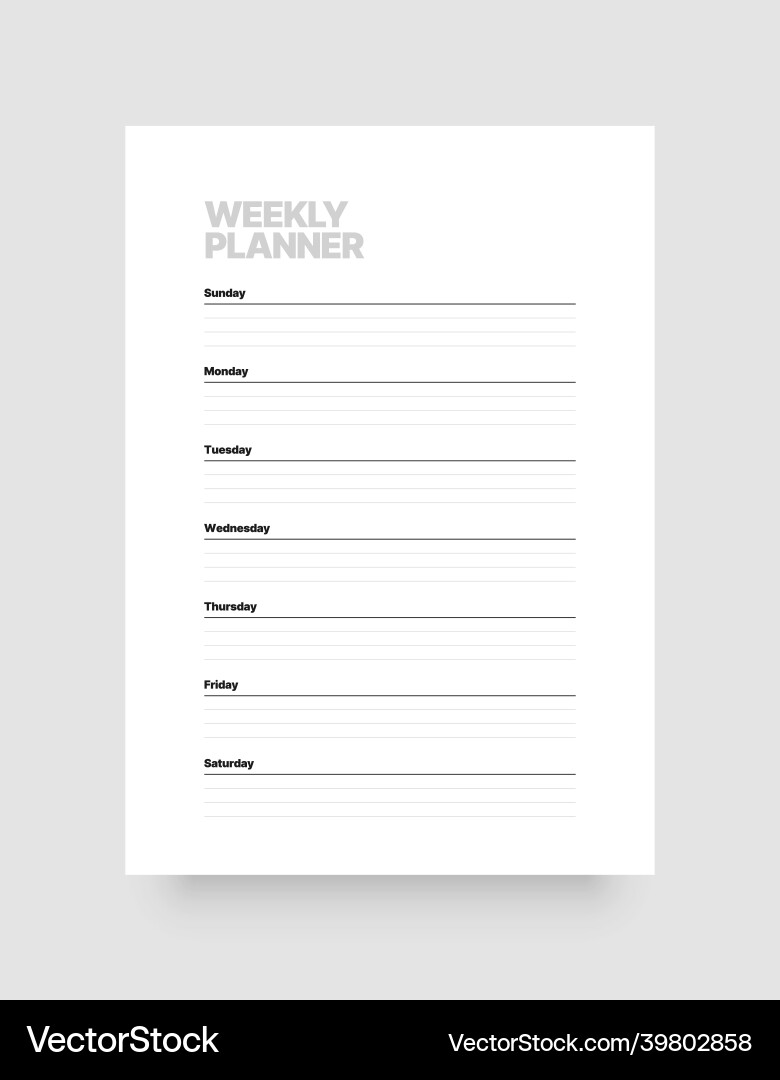 Printable weekly planner template for business Vector Image