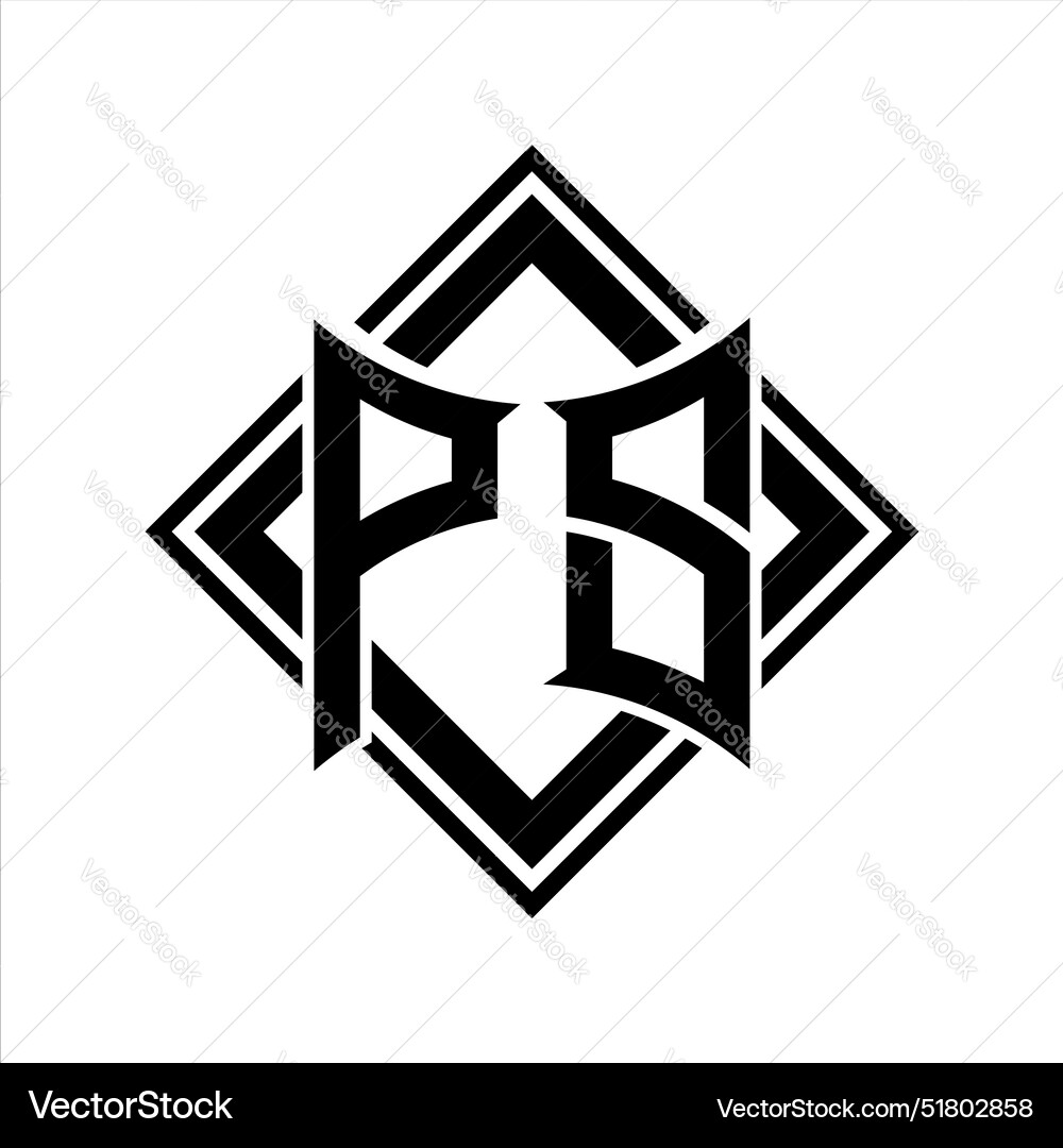 Ps letter logo with abstract shield shape Vector Image