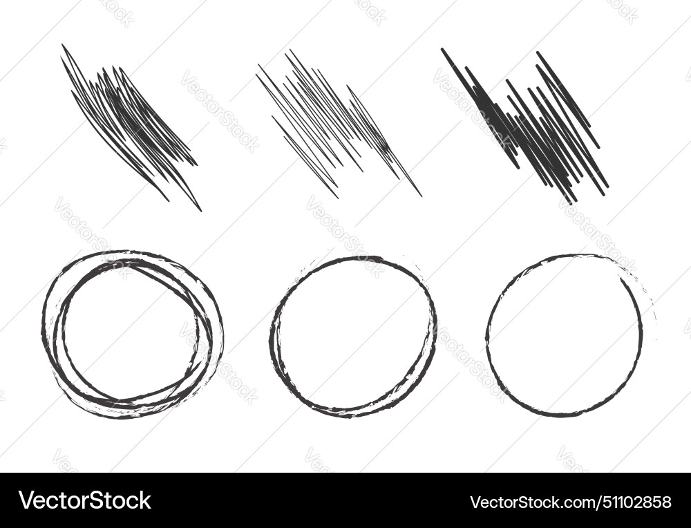 Scratch scribble graphic element set pencil pen Vector Image
