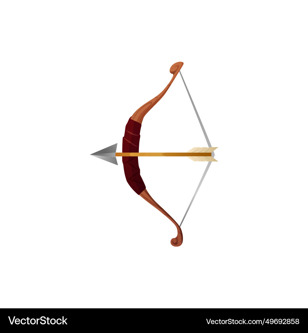 Wooden bow and arrow flat style Royalty Free Vector Image