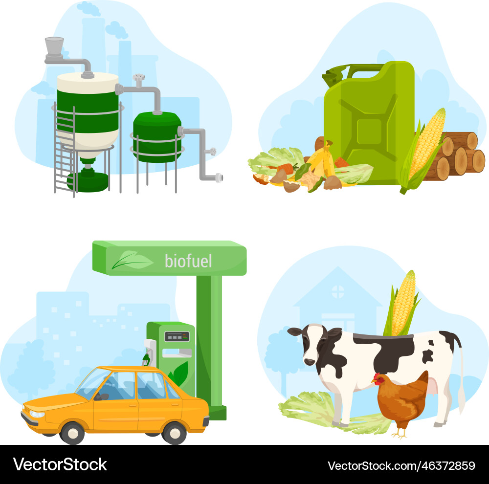Biofuel production set Royalty Free Vector Image