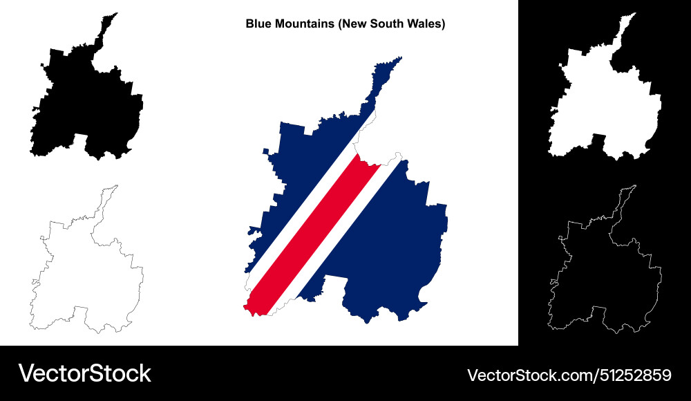 Blue mountains outline map Royalty Free Vector Image