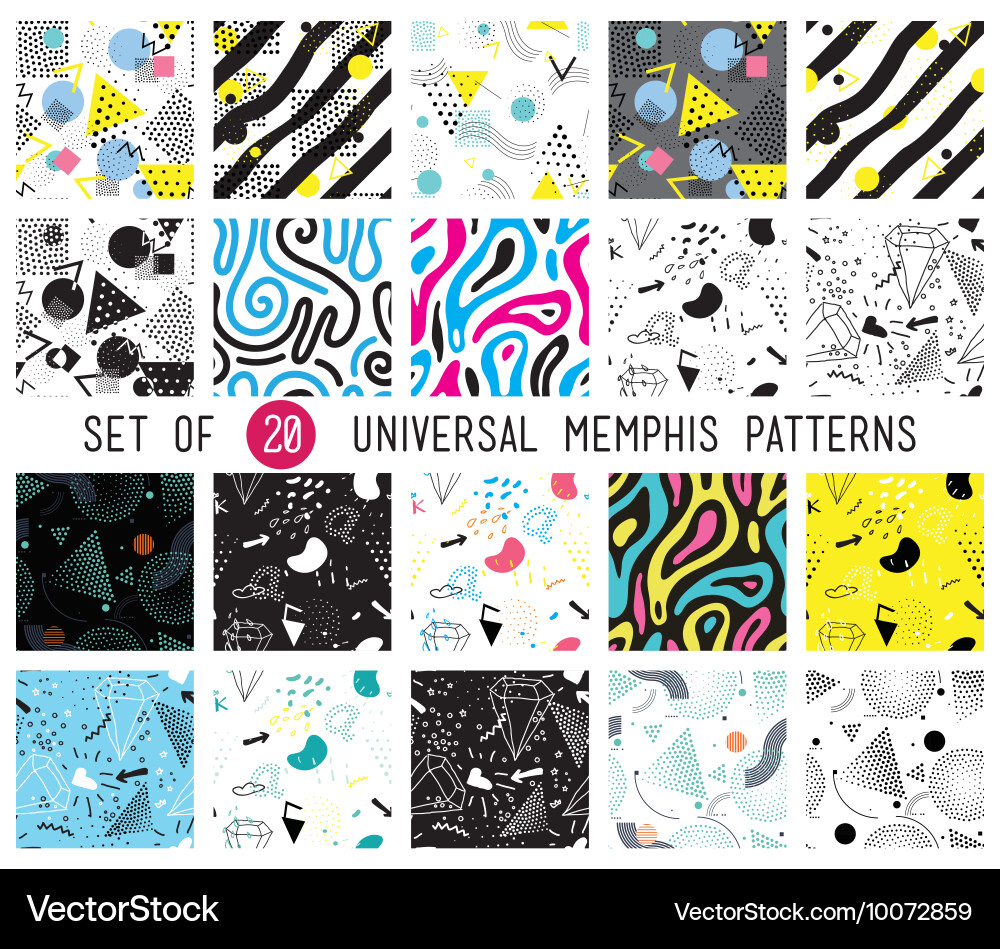 Memphis Geometric Pattern Set Royalty Free Vector Image
