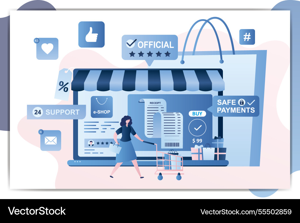 Modern laptop with e-commerce application Vector Image