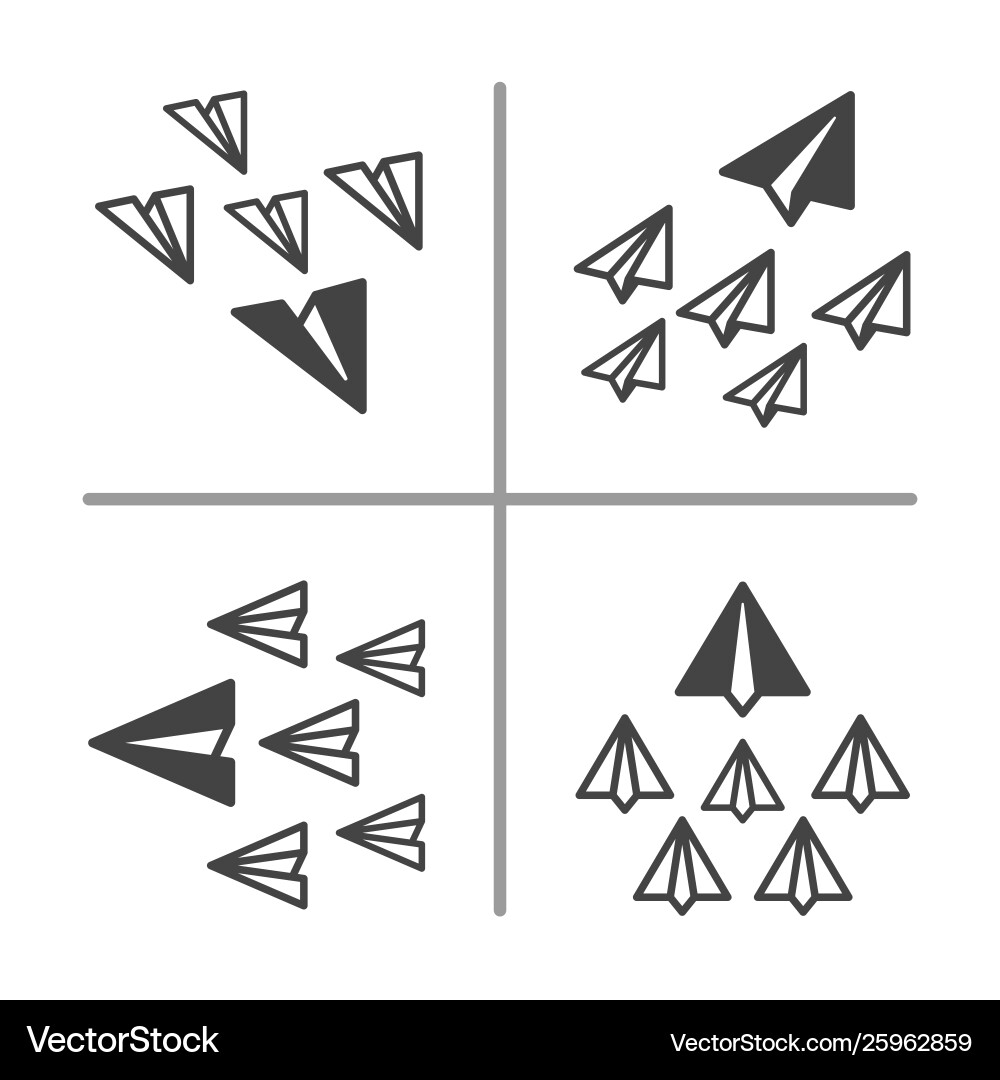 Paper plane conceptual and set Royalty Free Vector Image
