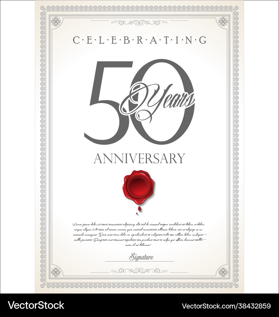 Retro Vintage 50th Anniversary Celebration Vector Image