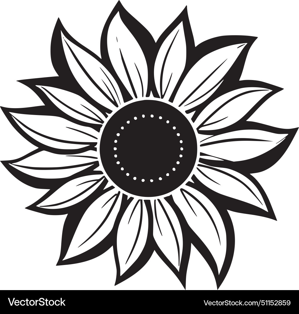 Sunflower - black and white isolated icon Vector Image