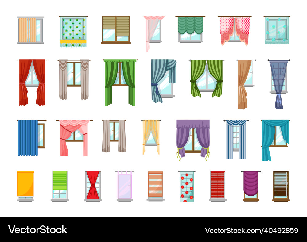 Window Curtains Collection Royalty Free Vector Image