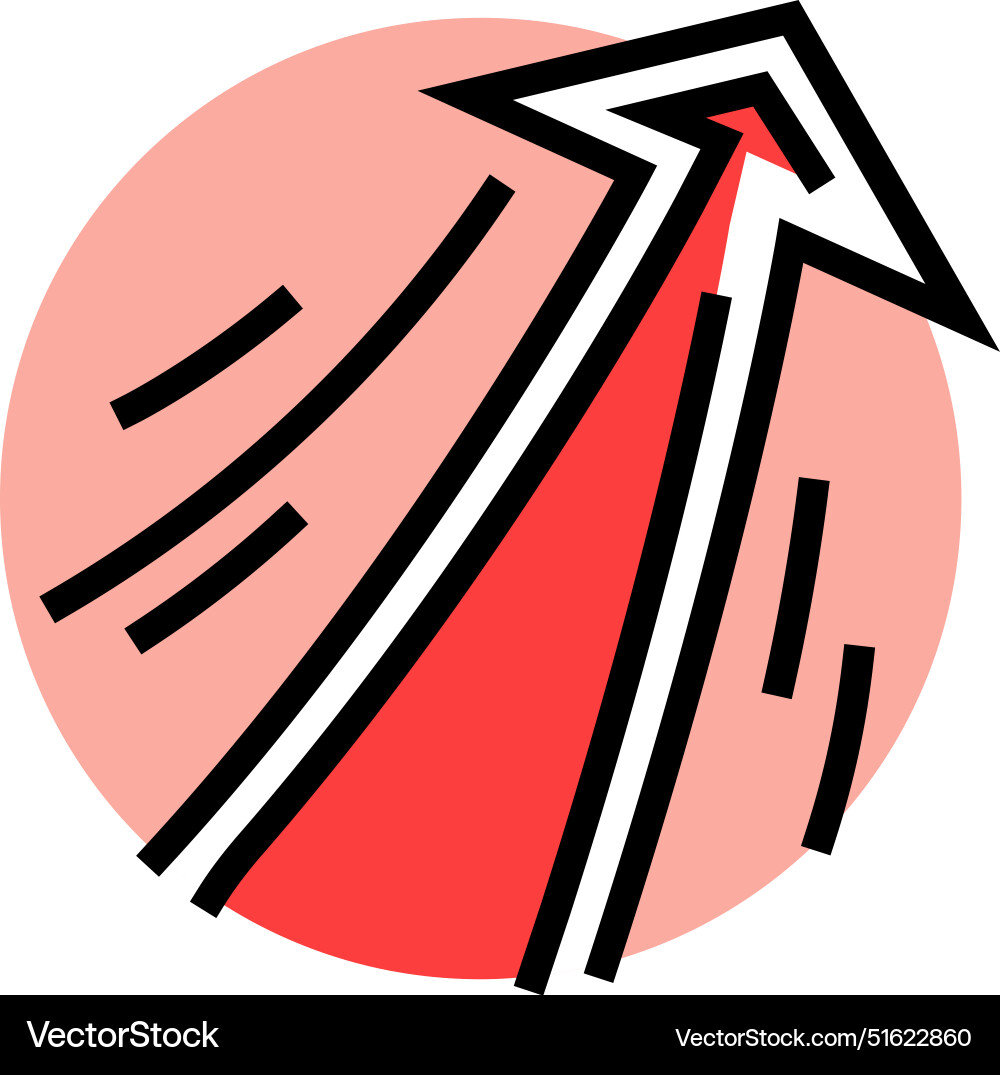 Arrow pointing upward progress color icon Vector Image