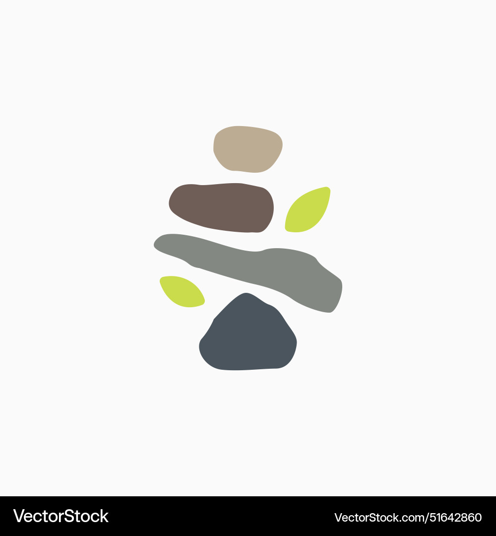 Balancing rock zen stone leaf stones logo icon Vector Image