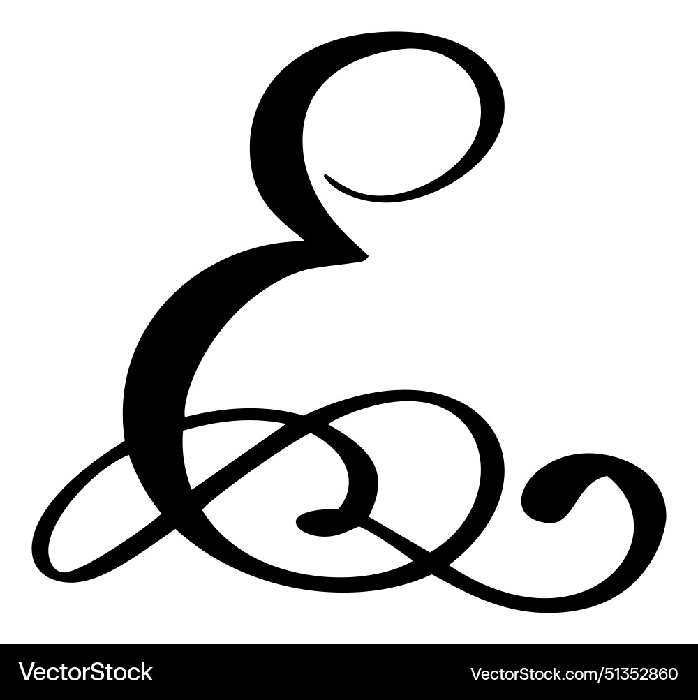 Calligraphy hand drawn letter e logo Royalty Free Vector