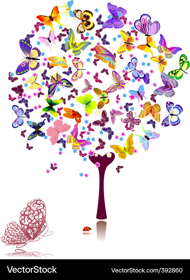 Elegant Butterfly Tree Royalty Free Vector Image