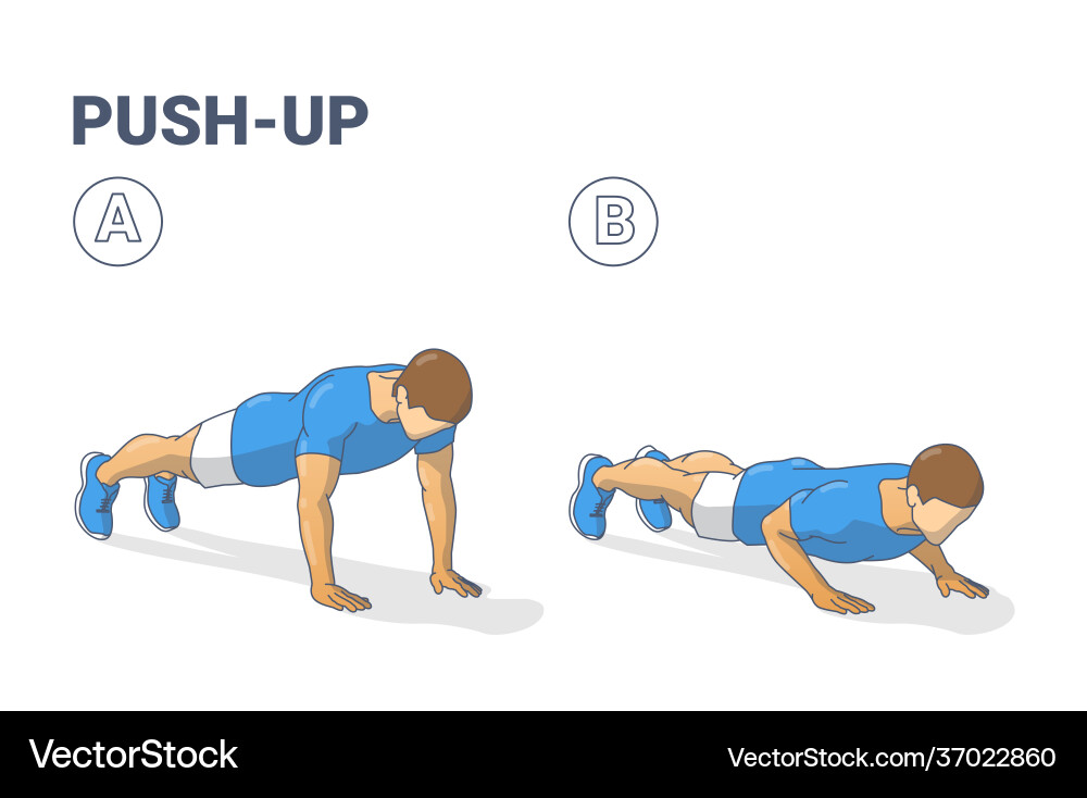 Push-ups home workout exercise man silhouette Vector Image