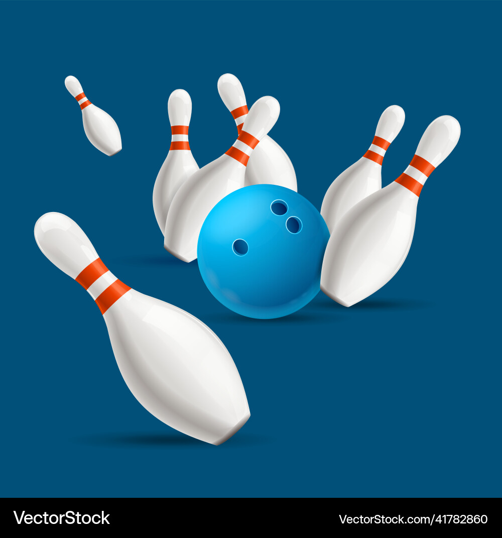 Realistic detailed 3d bowling ball crashing Vector Image