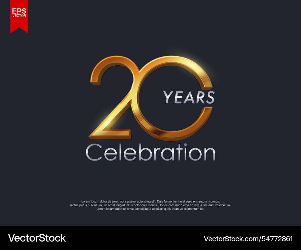 20th anniversary celebration design Royalty Free Vector