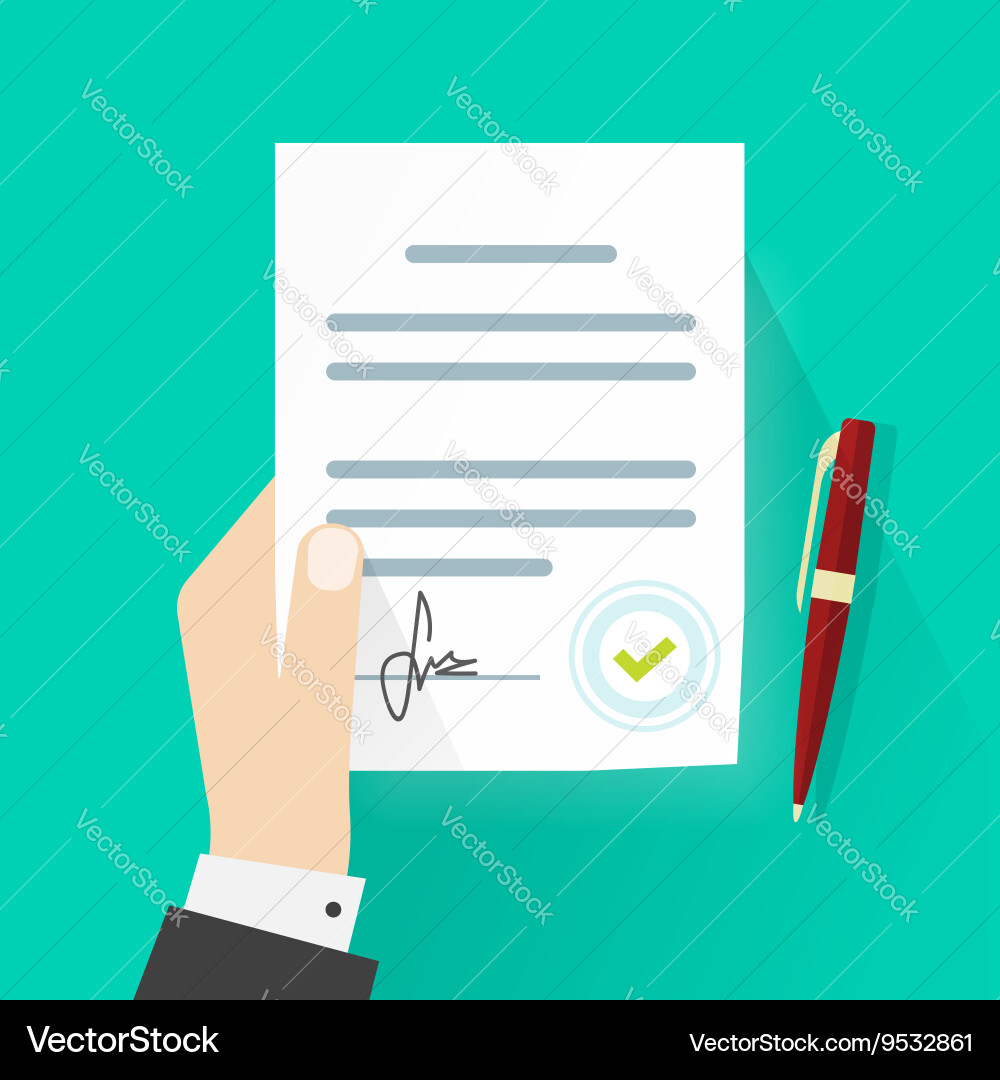 Businessman Holding Contract Royalty Free Vector Image