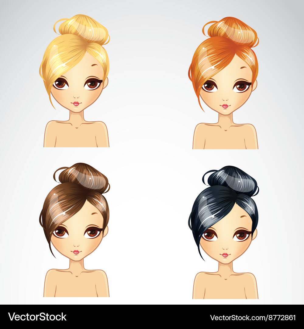 Casual short hair style set Royalty Free Vector Image