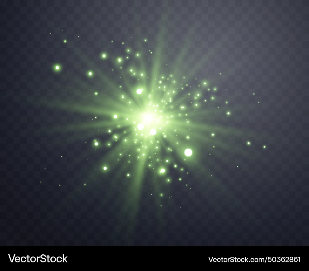 Green sunlight lens flare sun flash with rays Vector Image