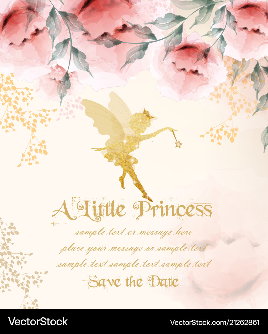 Happy birthday princess card delicate Royalty Free Vector