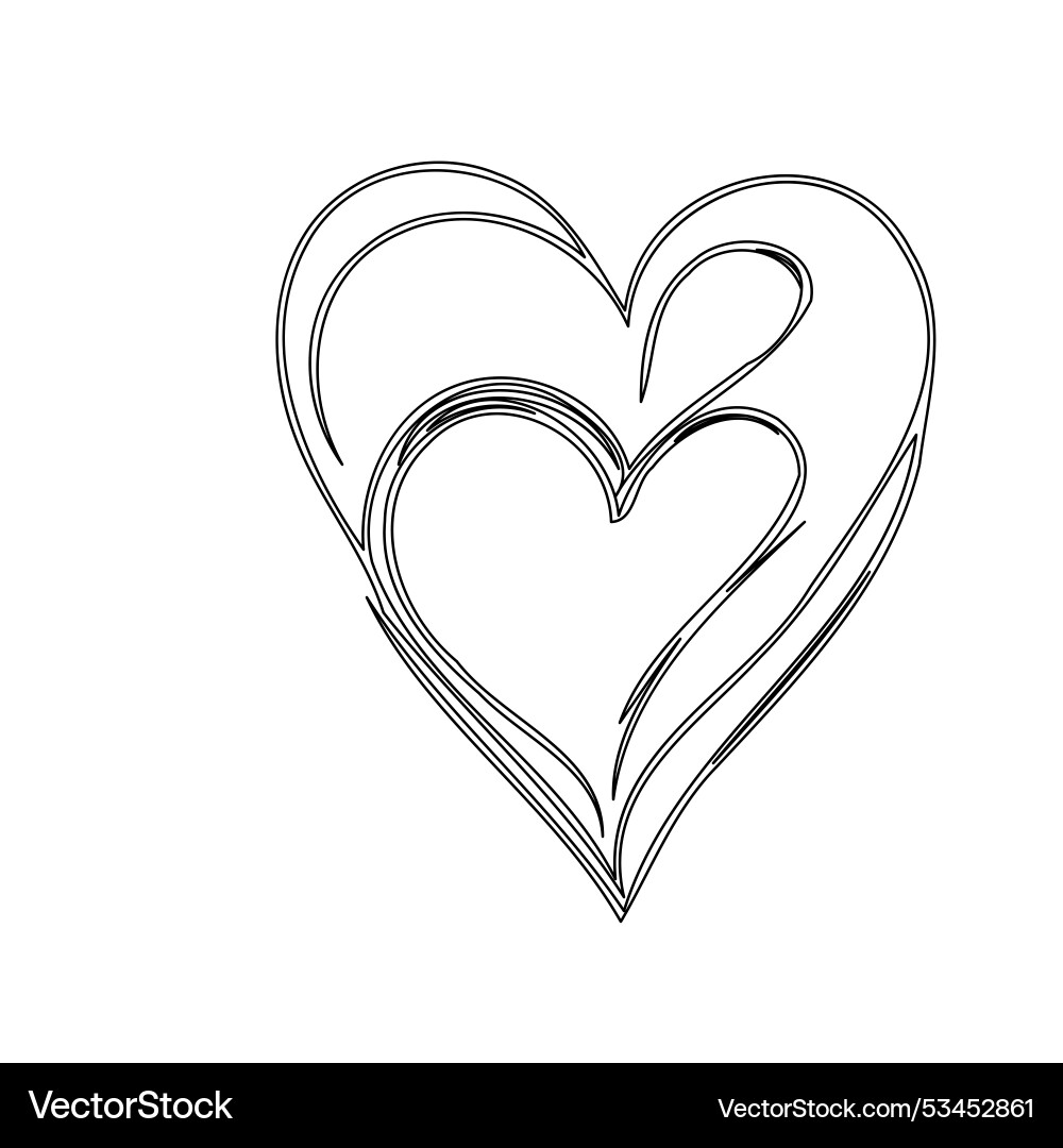 Heart shaped cake outline sketch Royalty Free Vector Image